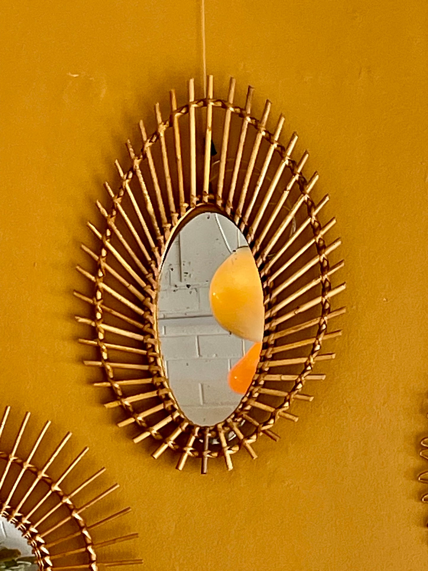 French Oval Cane Mirror – Composition